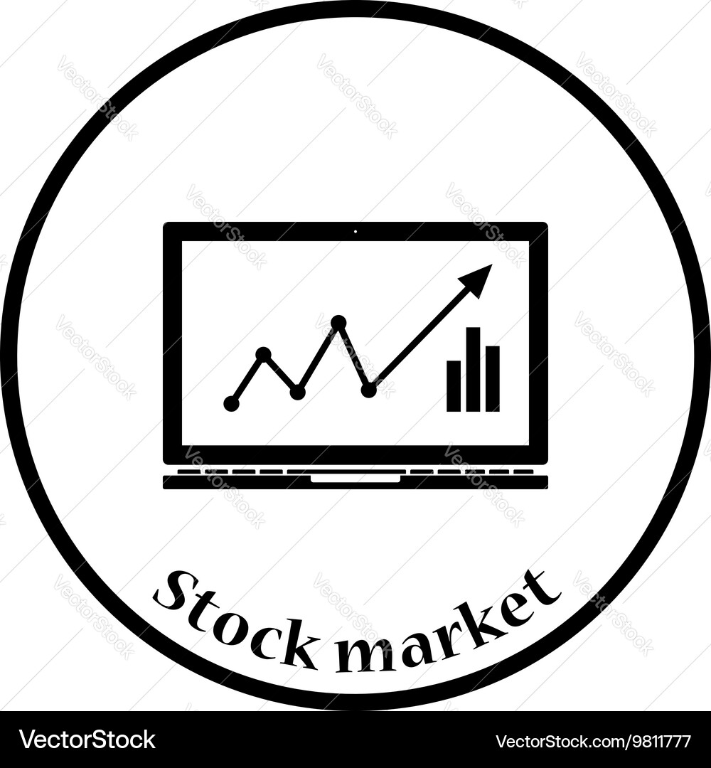 Icon of laptop with chart Royalty Free Vector Image
