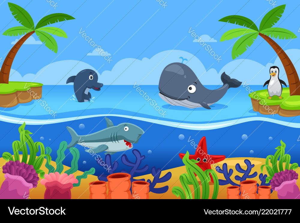 Marine life in the ocean Royalty Free Vector Image