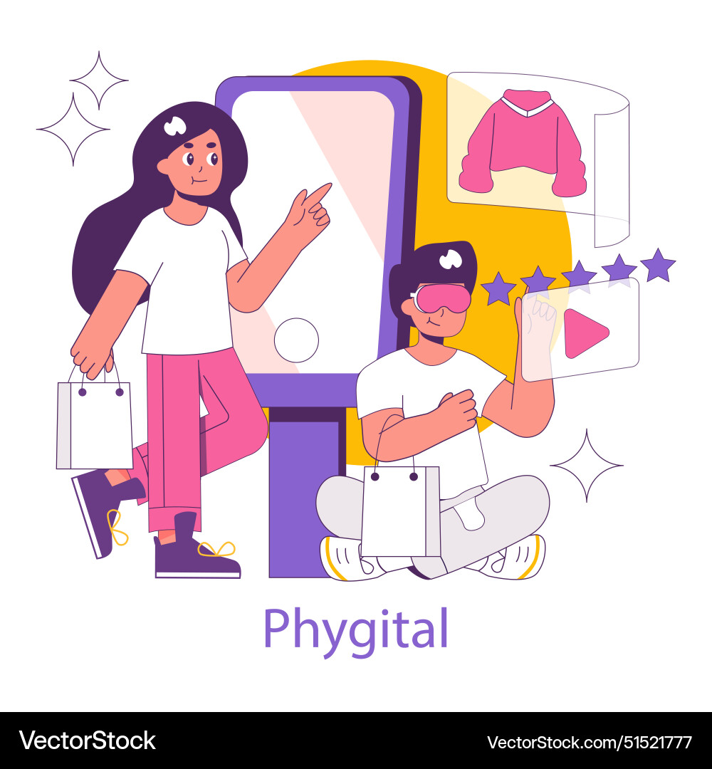 Phygital flat Royalty Free Vector Image - VectorStock