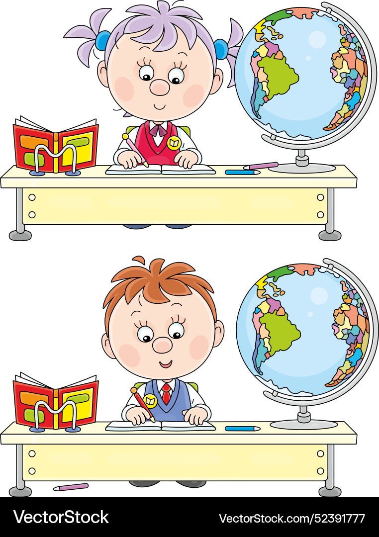 Schoolchildren writing a test at lesson Royalty Free Vector