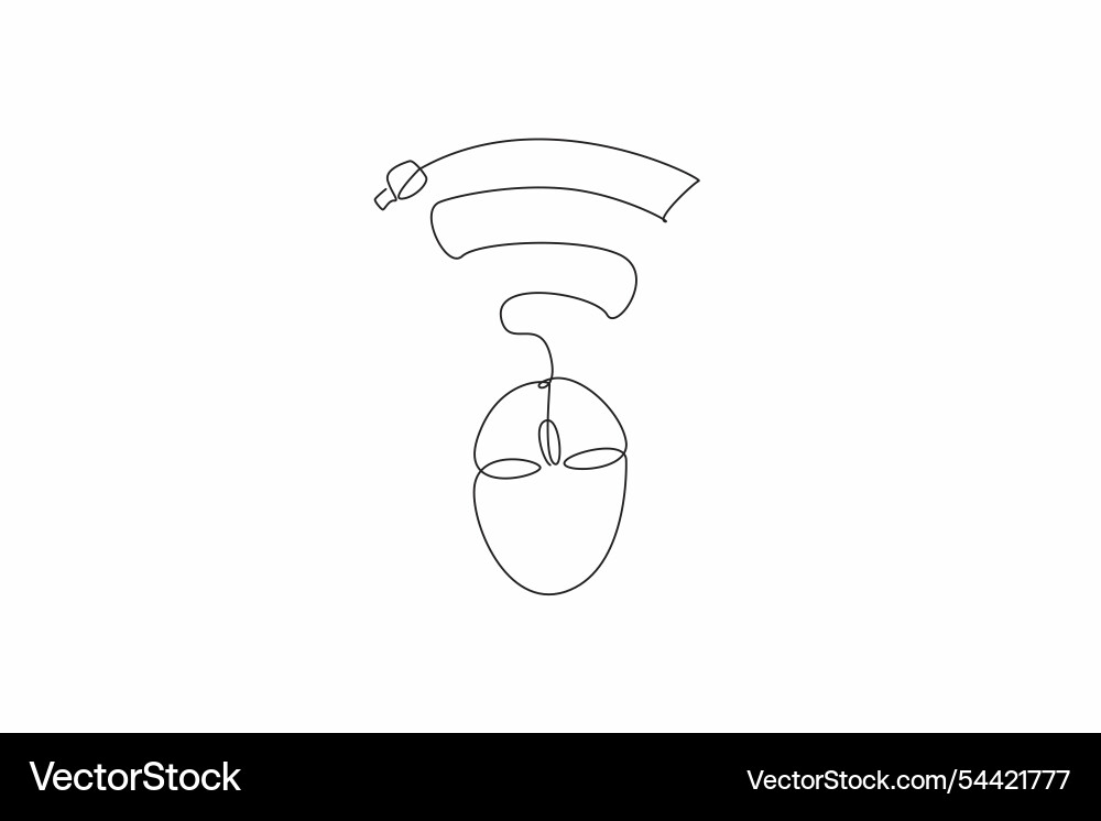 Single continuous line drawing a computer mouse Vector Image