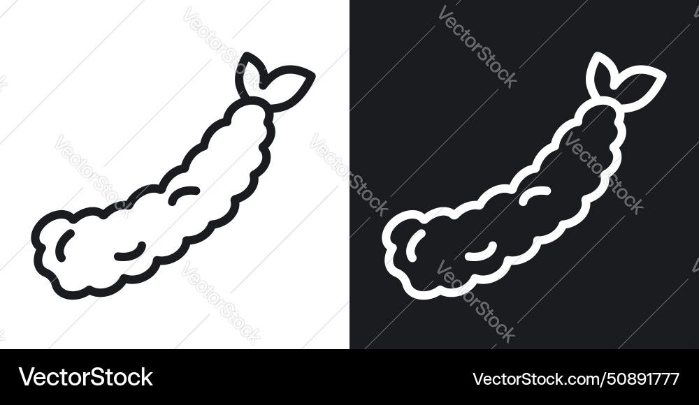 Tempura icon set japanese fish in a black Vector Image