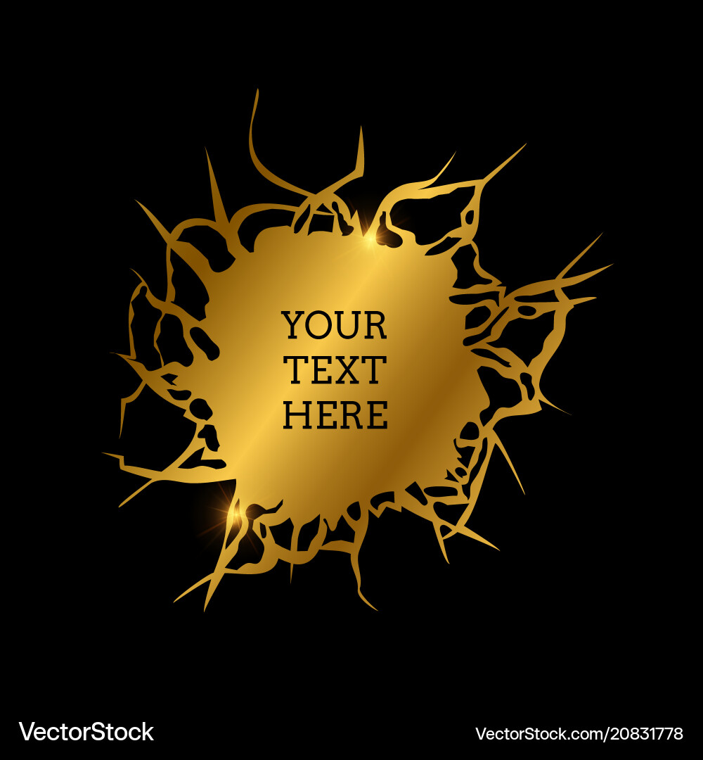 Abstract golden cracked hole Royalty Free Vector Image