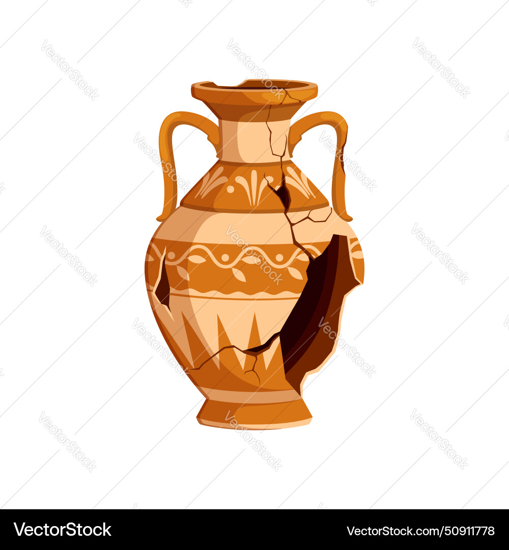 Ancient broken pottery cracked pot and jug Vector Image