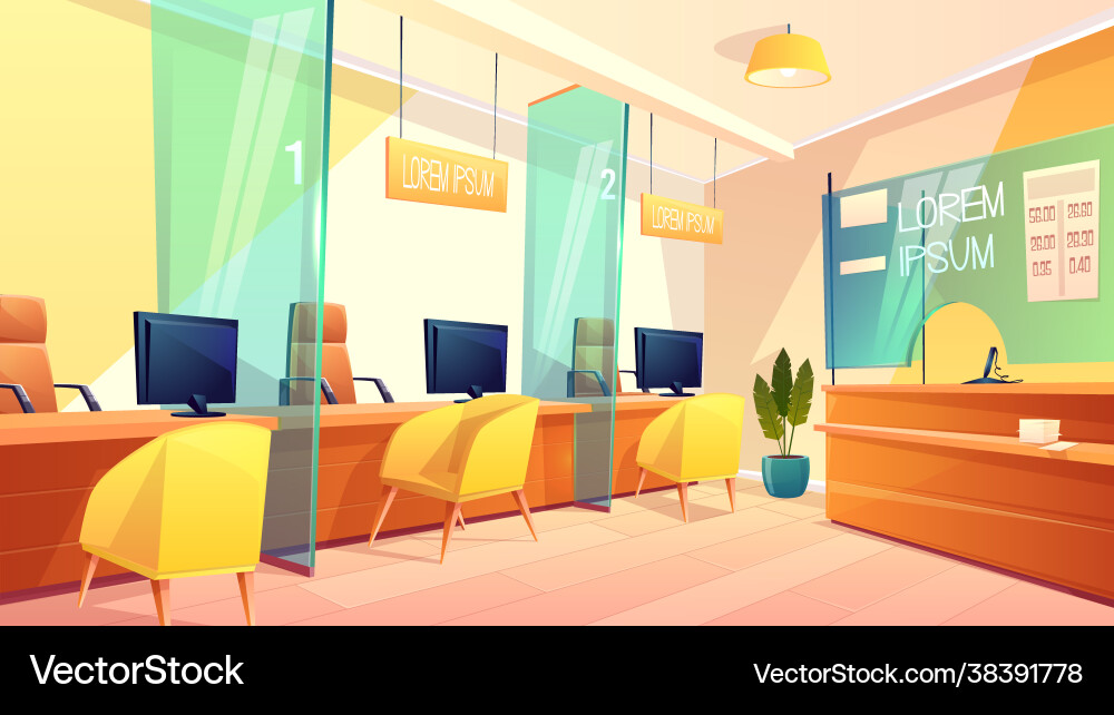 Bank office counters for managers clients Vector Image
