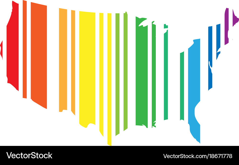 Barcode in a shape of usa map Royalty Free Vector Image