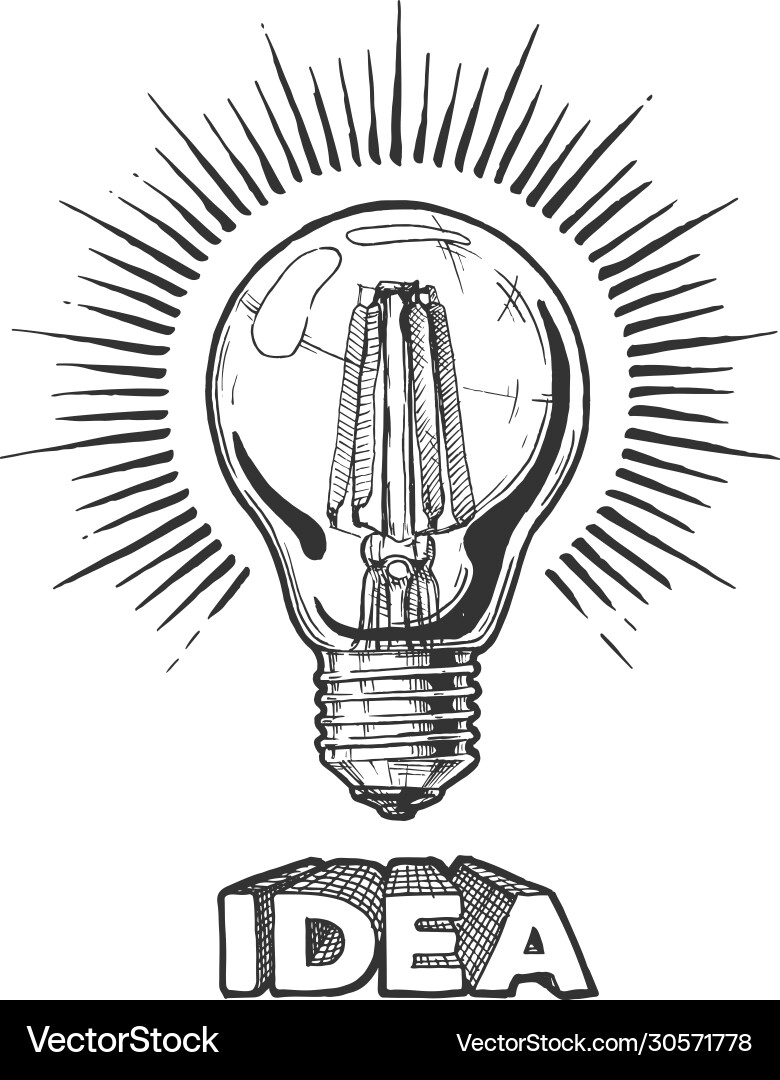 Engraving light bulb Royalty Free Vector Image