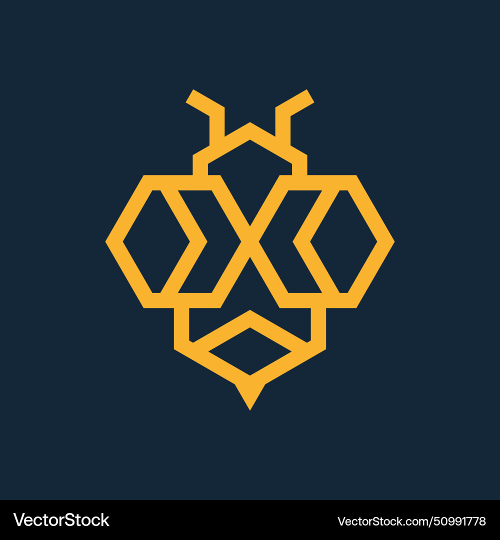 Geometric bee logo design icon template Royalty Free Vector
