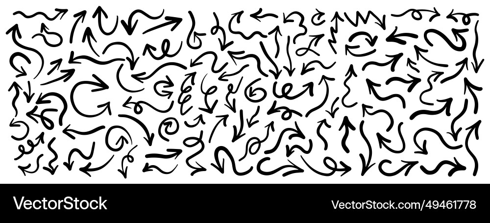 Hand drawn arrow doodle icons set sketch Vector Image