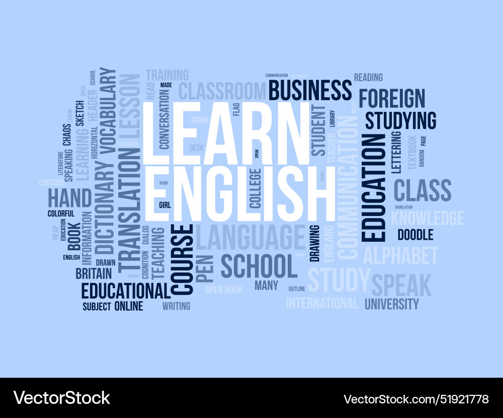 Learn english wordcloud template education Vector Image