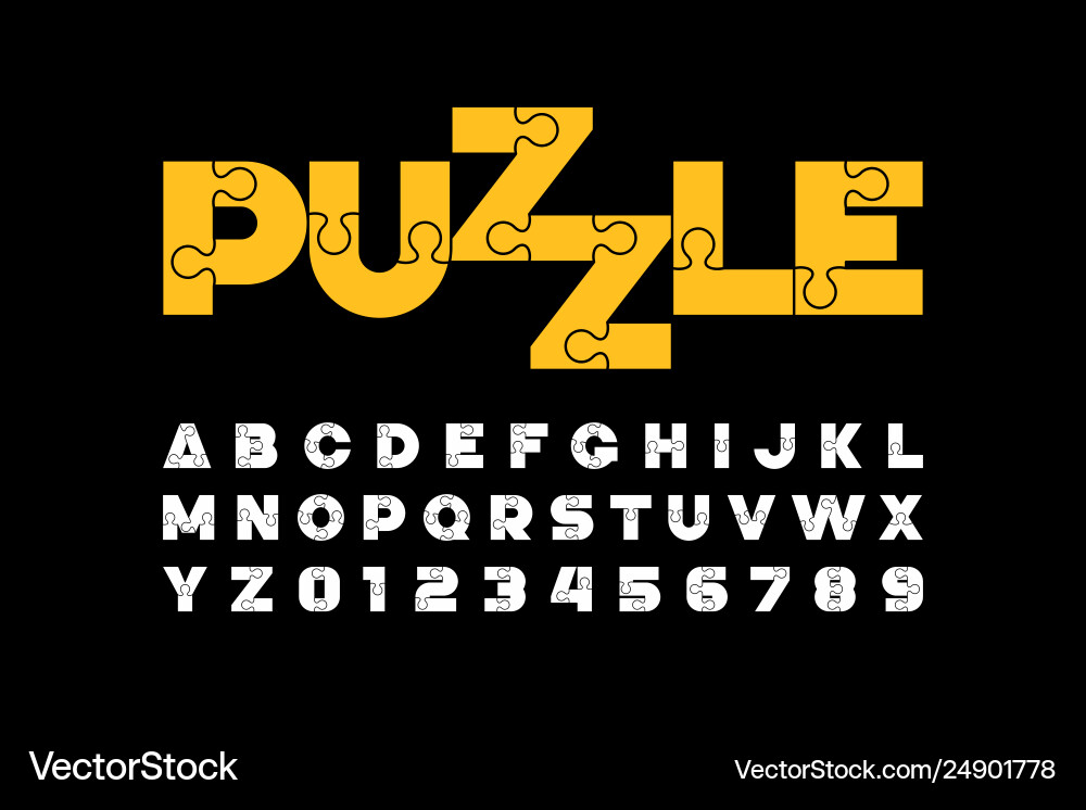 Puzzle font Royalty Free Vector Image - VectorStock