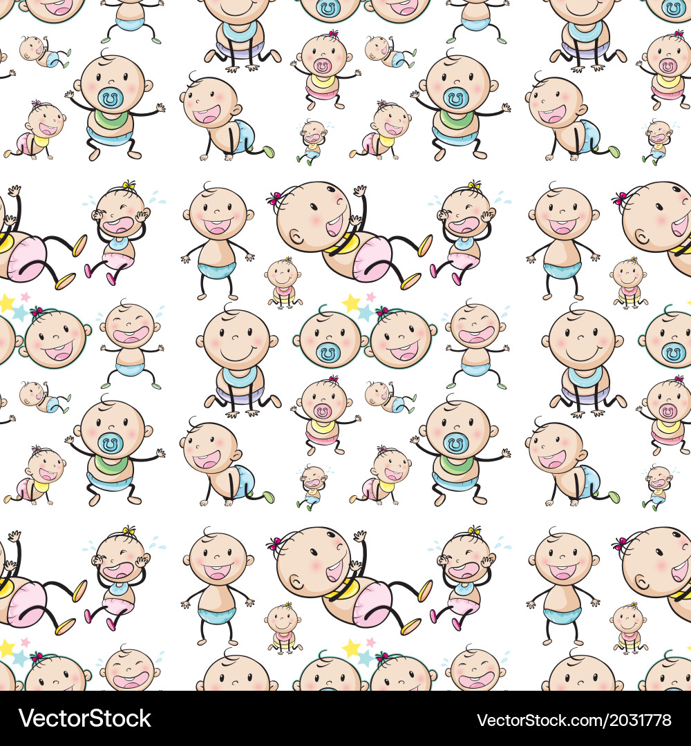 Seamless design with infants Royalty Free Vector Image