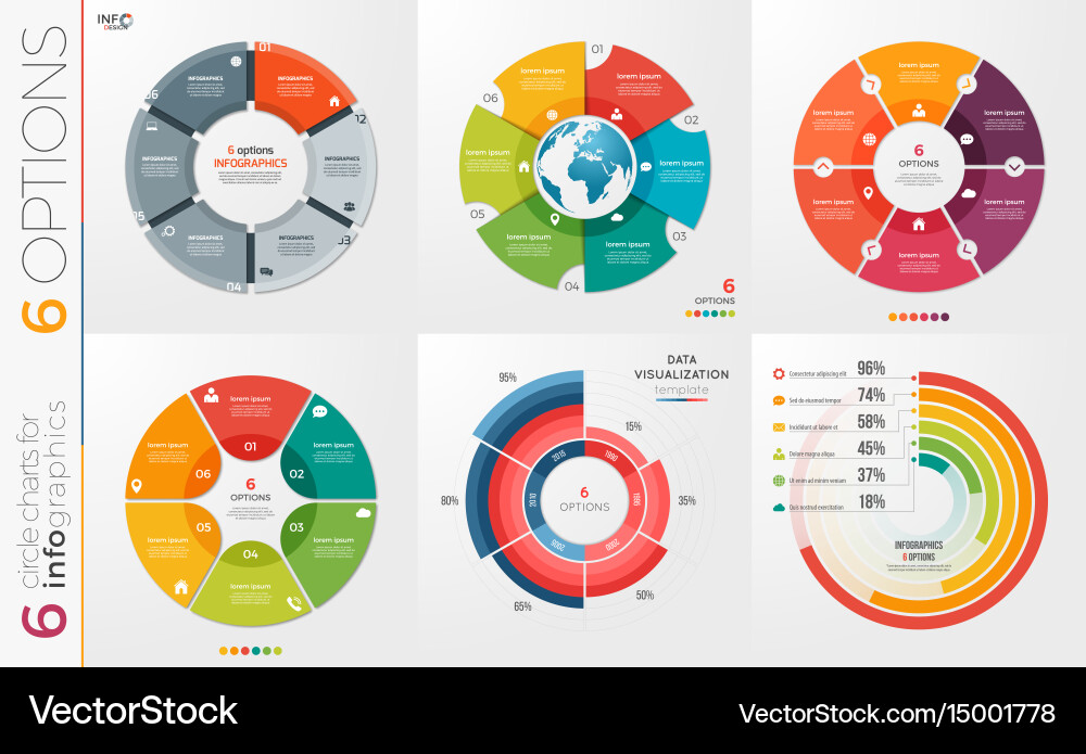 Six Circle Chart Templates Royalty Free Vector Image