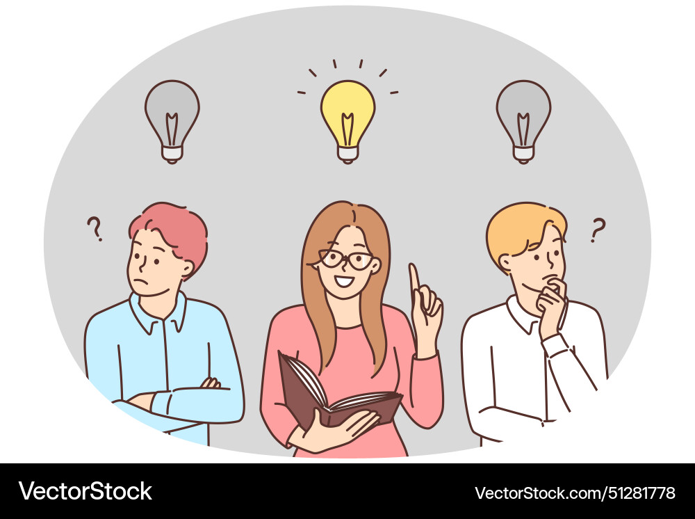 Smart woman with lightbulb generate business idea Vector Image