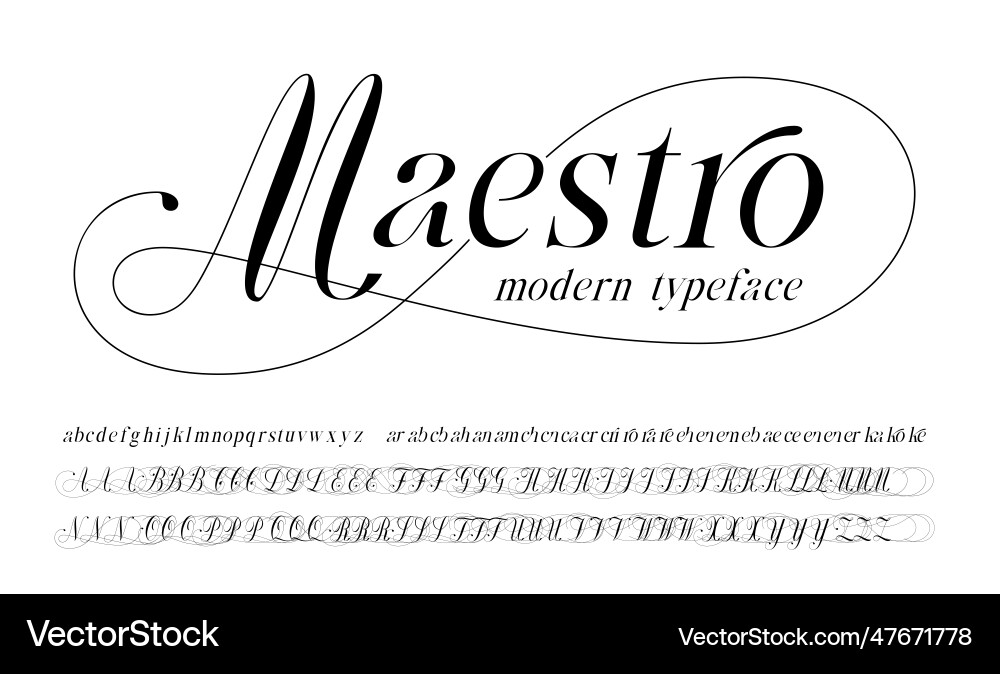 Thin serif font in modern style Royalty Free Vector Image