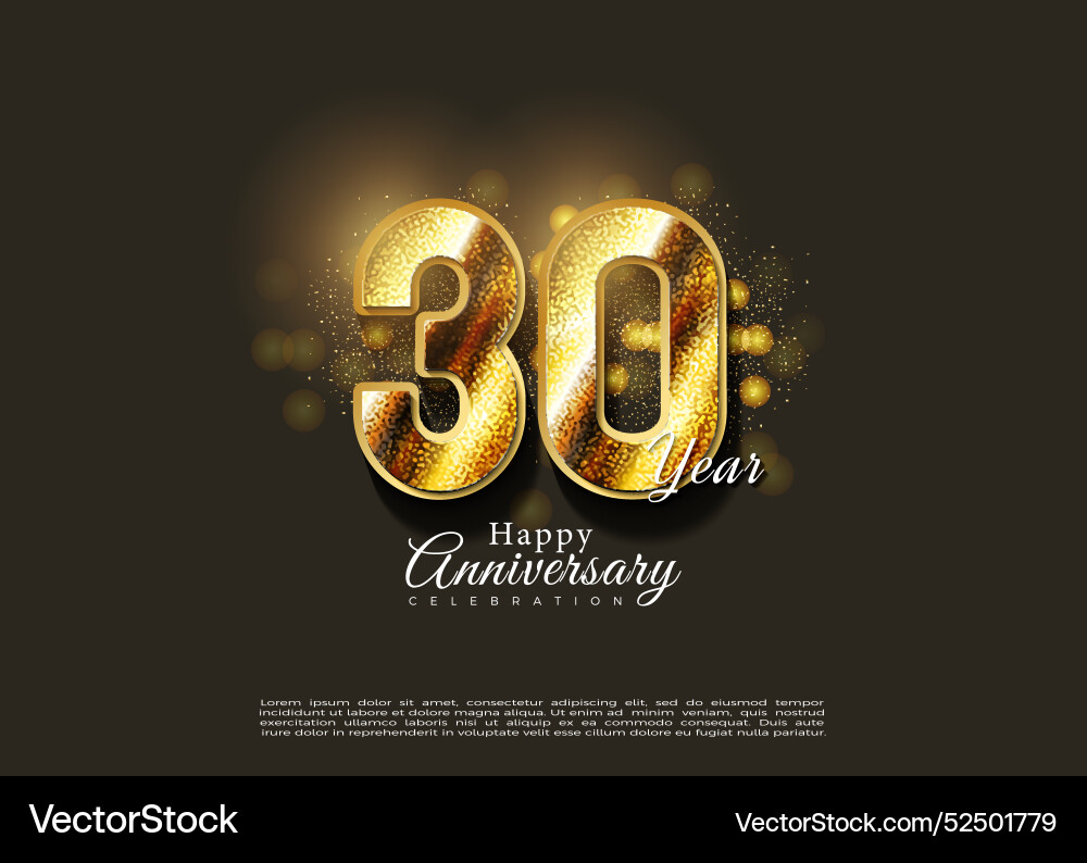 30th anniversary with textured numbers and color Vector Image