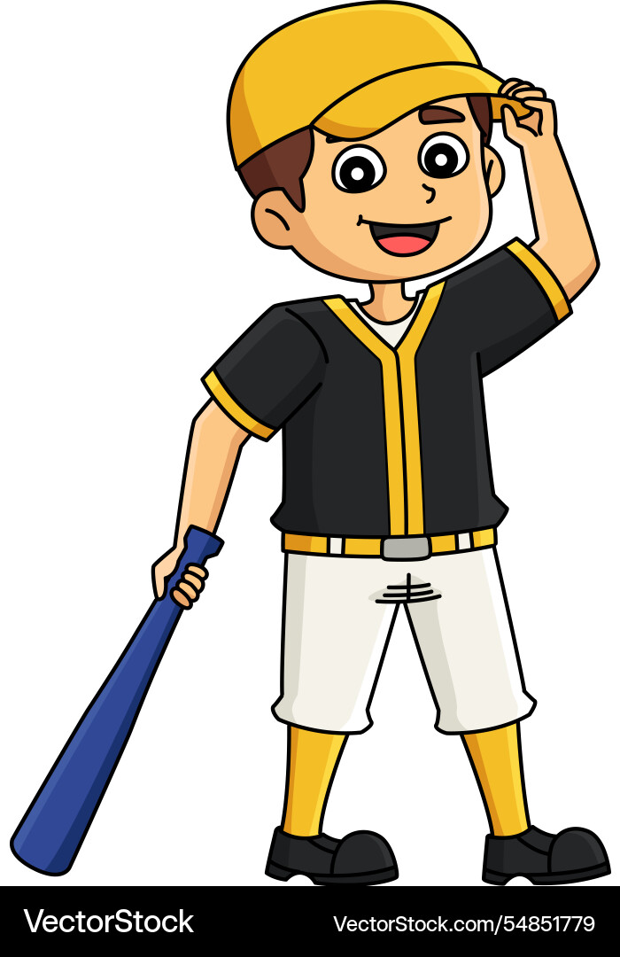 Baseball player cartoon colored clipart Royalty Free Vector