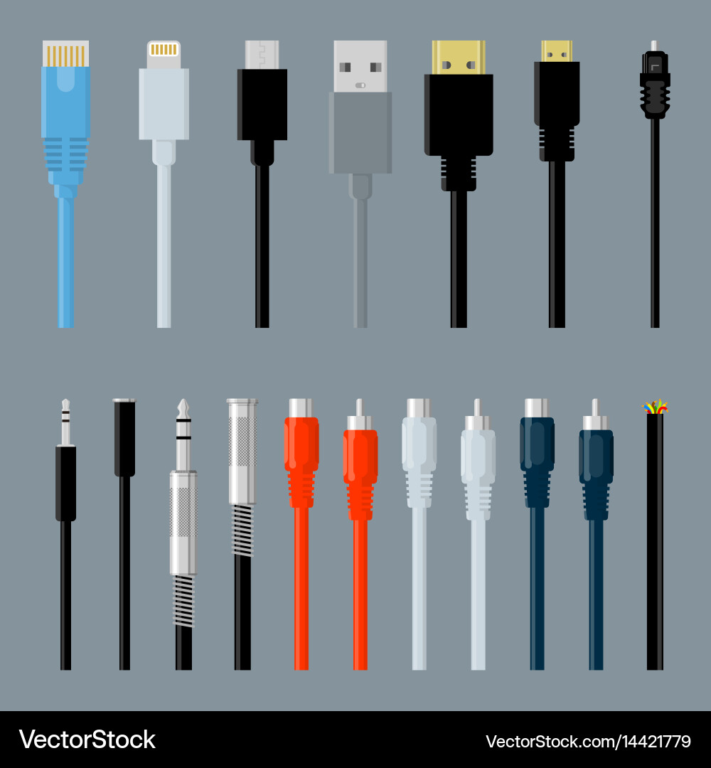Data cable connectors Royalty Free Vector Image