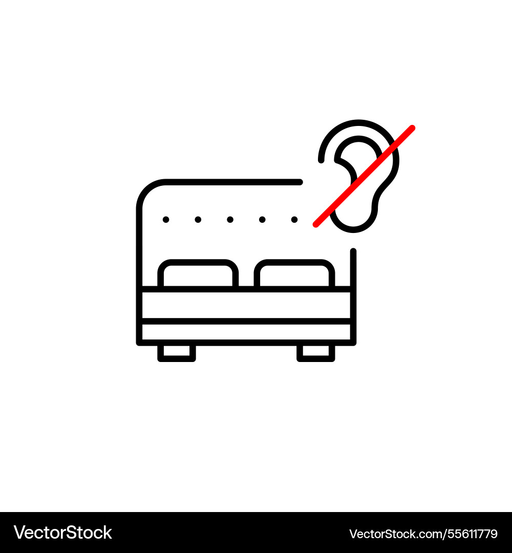Double bed and no ear symbol silent mode quiet Vector Image