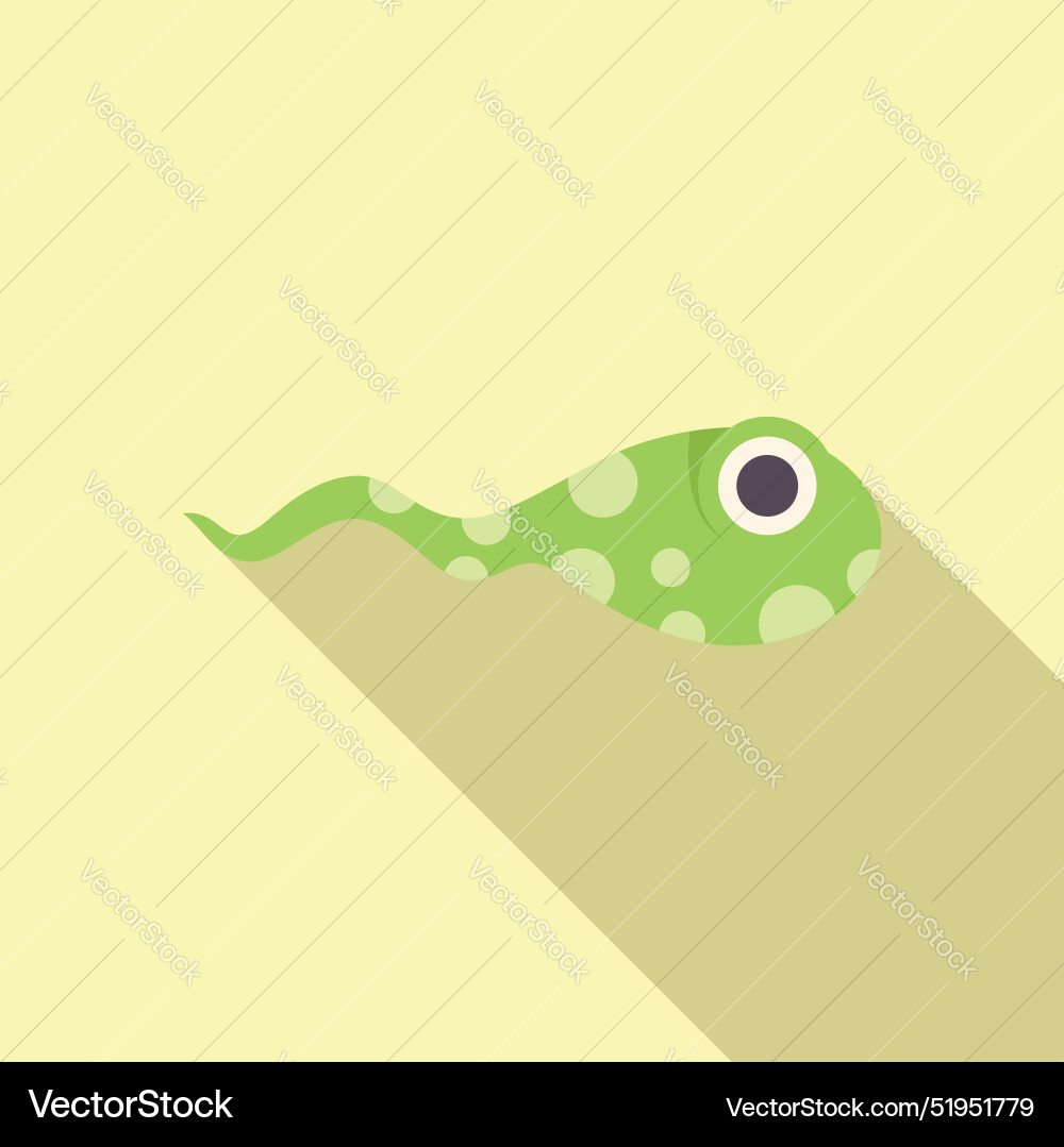 Green tadpole swimming with long shadow Royalty Free Vector