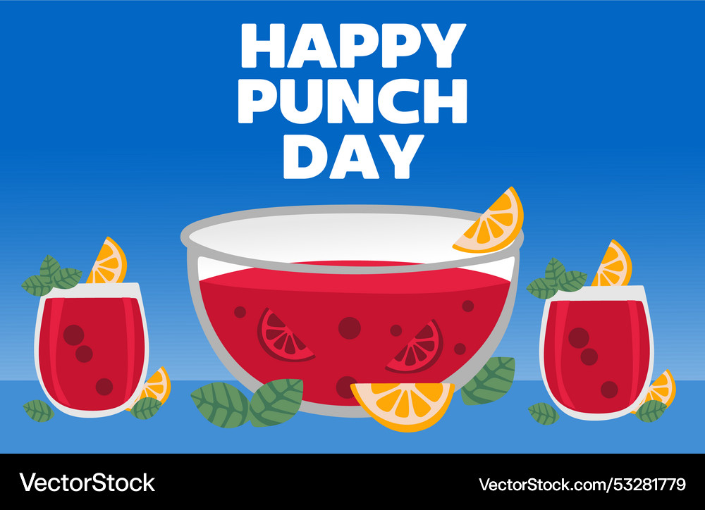 Happy punch day with delicious drinks Royalty Free Vector