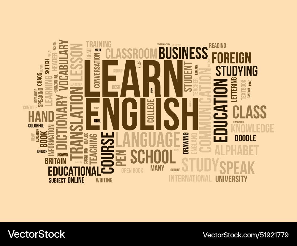 Learn english wordcloud template education Vector Image
