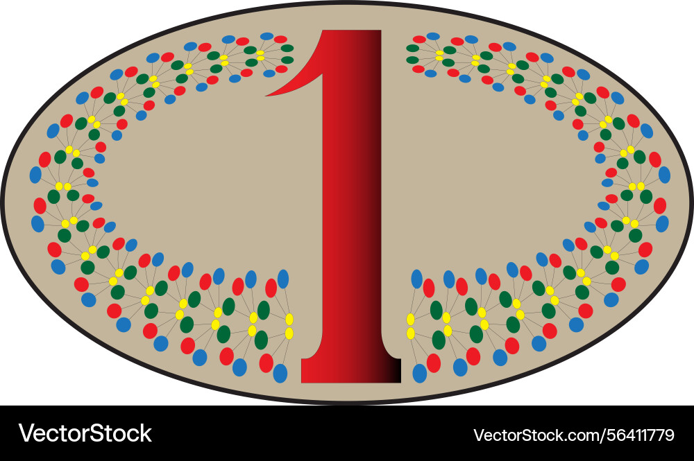 Oval compositon with a red number 1 Royalty Free Vector