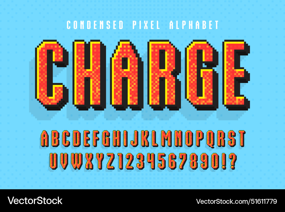 Pixel alphabet design stylized like in 8 Vector Image