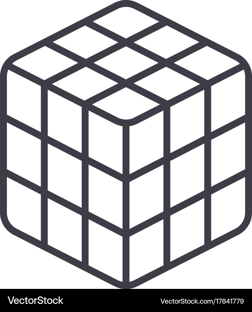 Rubik cube line icon sign o Royalty Free Vector Image