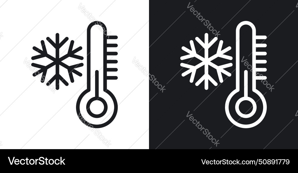 Thermometer cold icon set winter freezing Vector Image