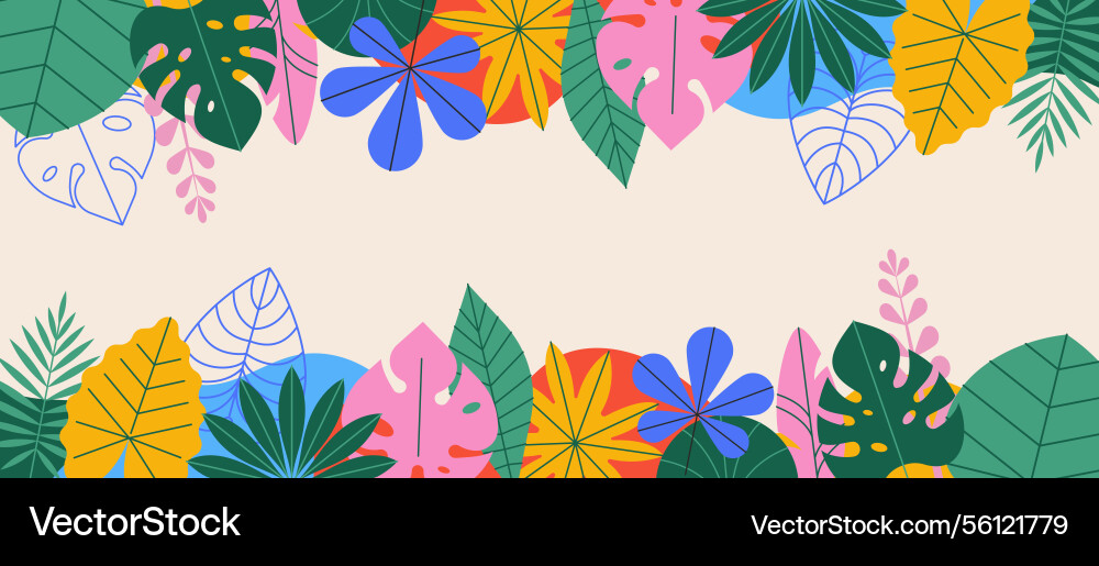 Tropical leaves colorful summer background Vector Image