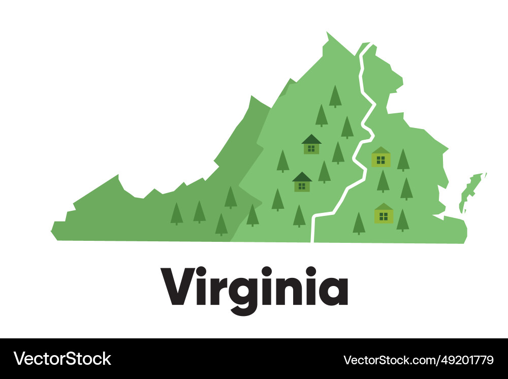 Virginia State Map Cartoon Royalty Free Vector Image