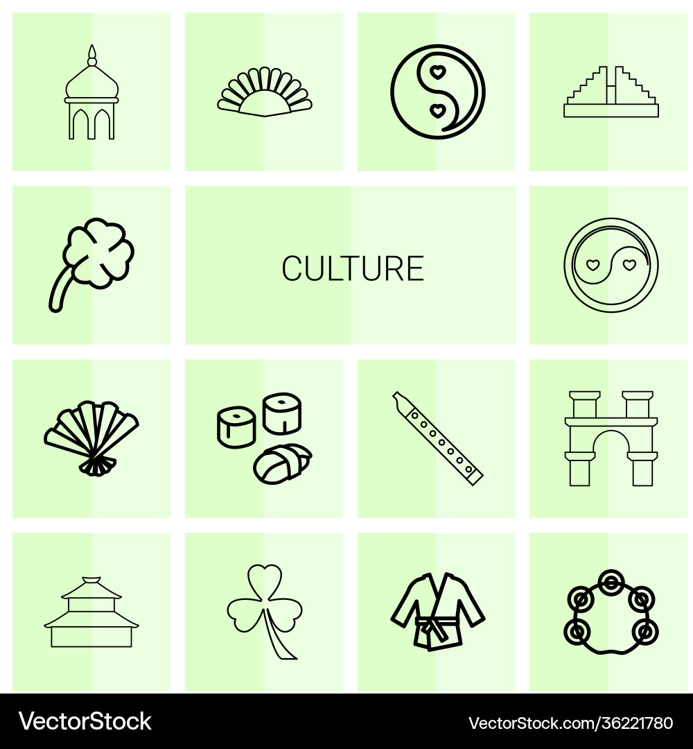 14 culture icons Royalty Free Vector Image - VectorStock