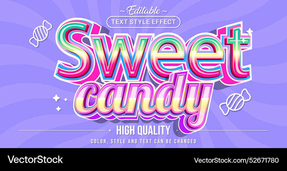 Editable text style effect - sweet candy Vector Image