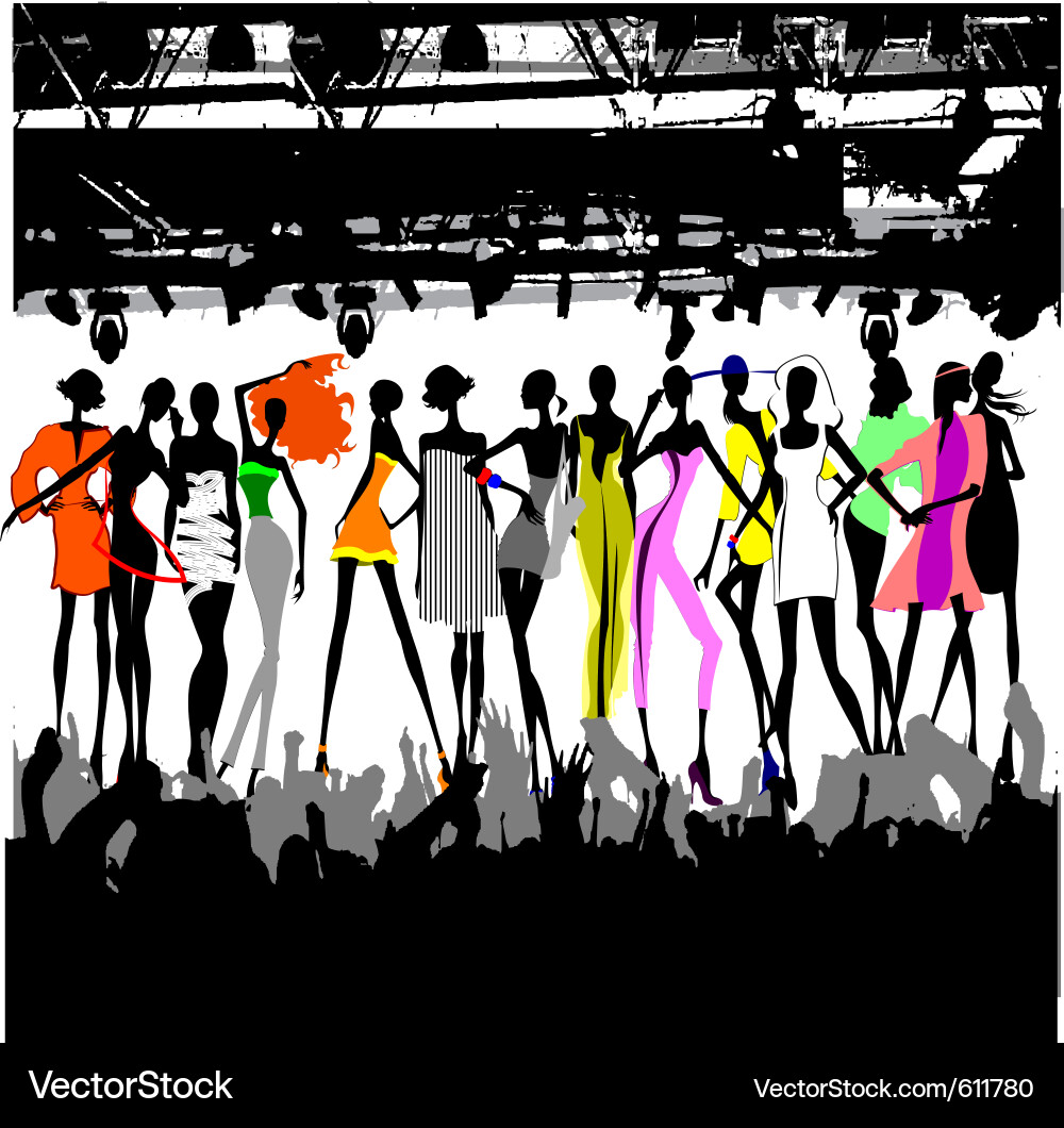 Fashion show crowd Royalty Free Vector Image - VectorStock