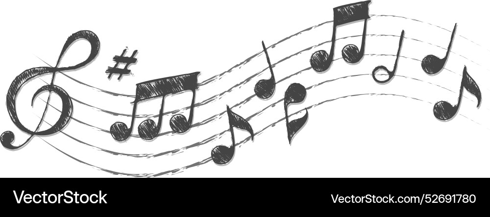 Hand drawn musical notes sketch Royalty Free Vector Image