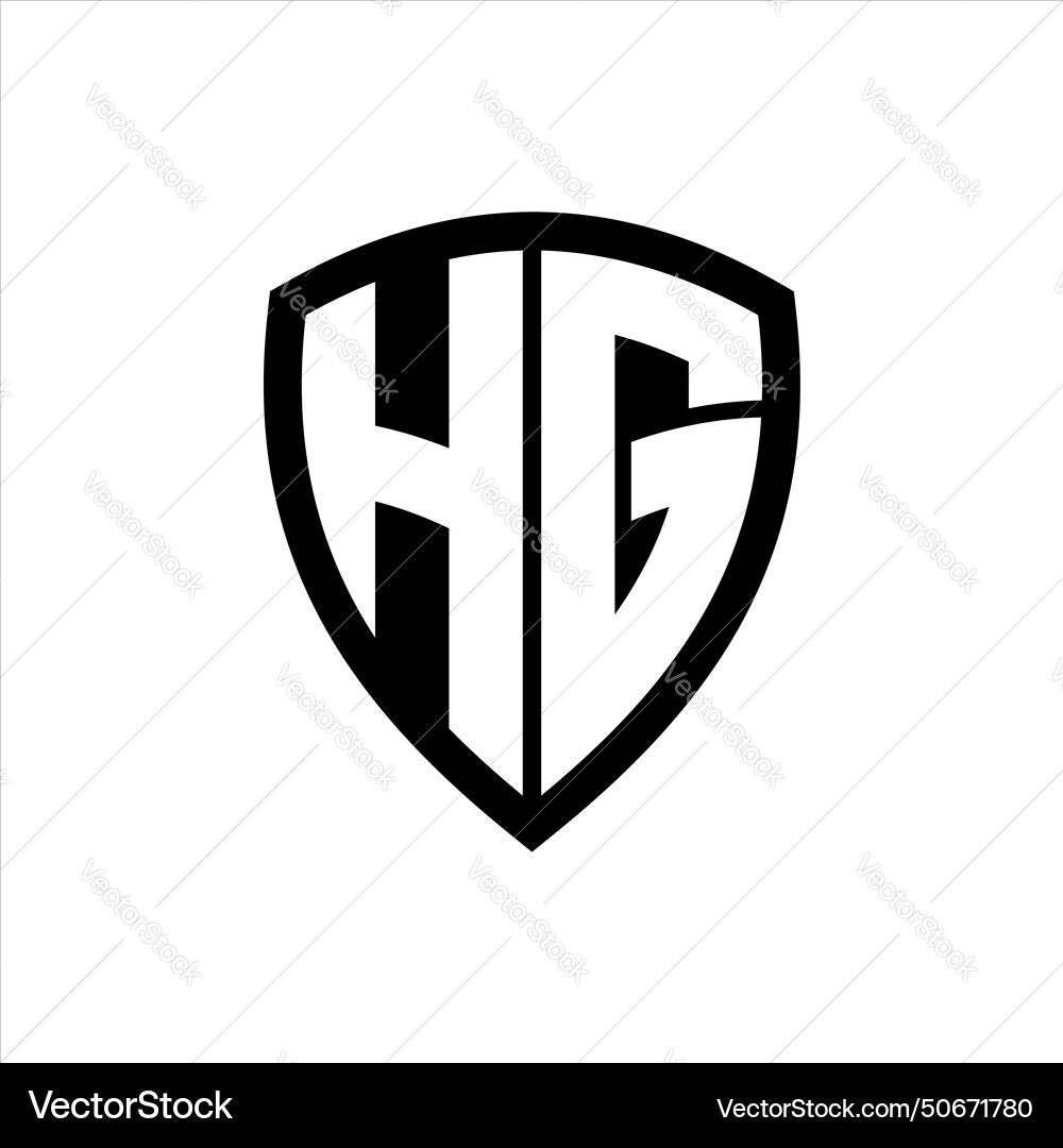 Hg monogram logo with bold letters shield shape Vector Image