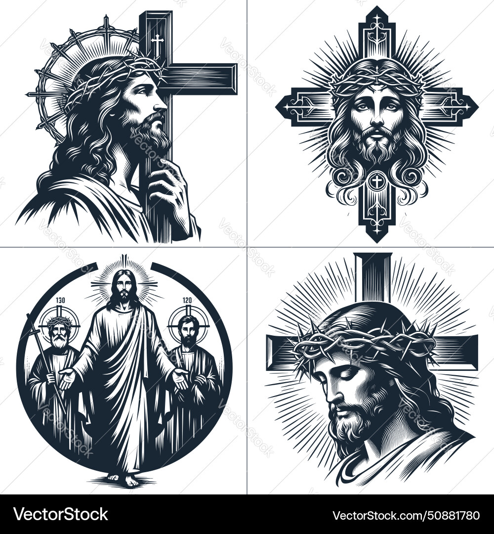Jesus christ cross praying Royalty Free Vector Image