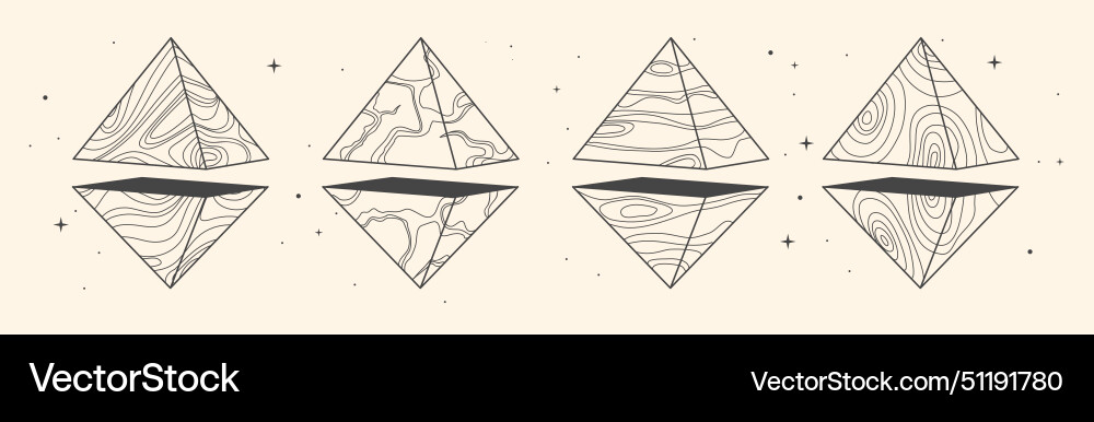 Modern magic witchcraft cards with pyramids Vector Image