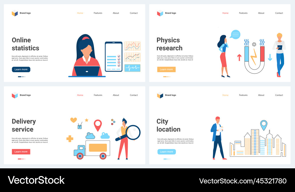 Online statistics and physics research location Vector Image