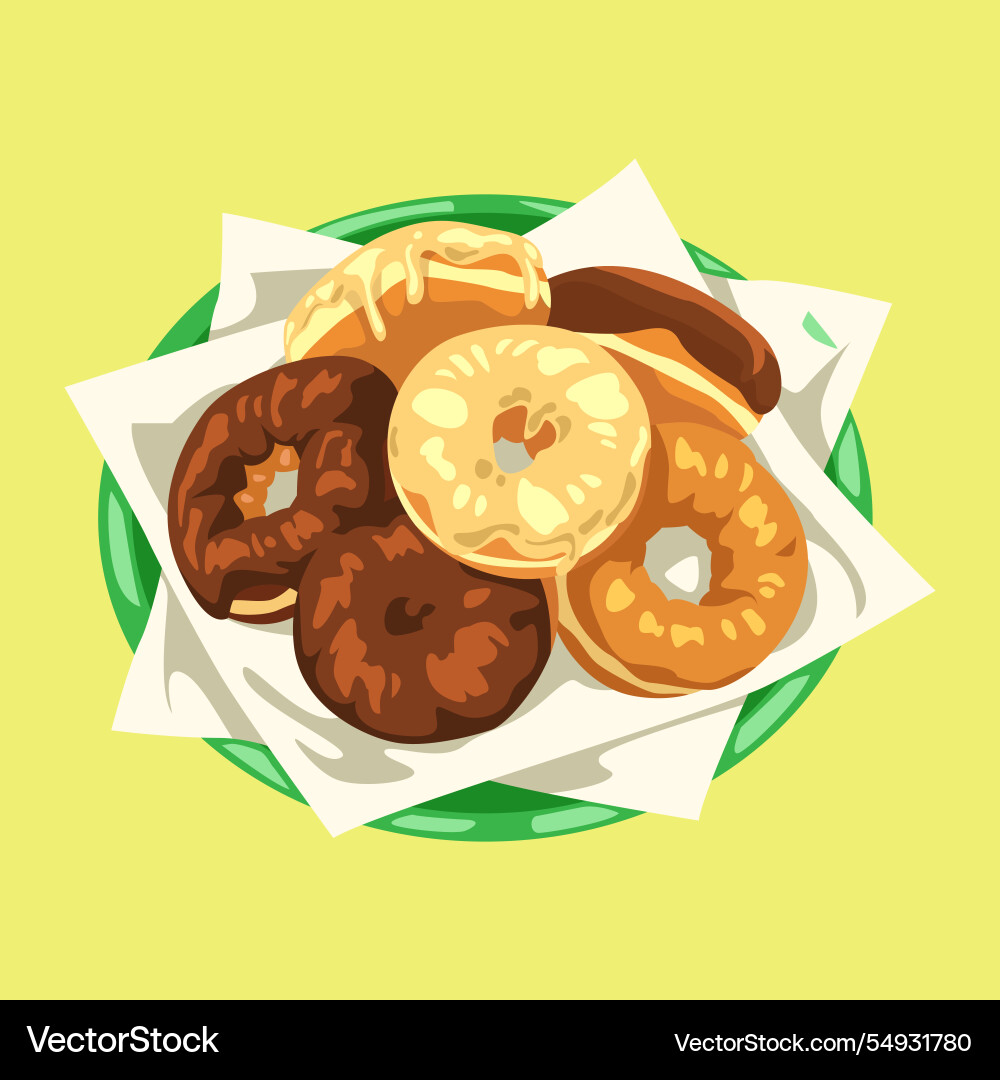 Stack of donuts on a plate Royalty Free Vector Image