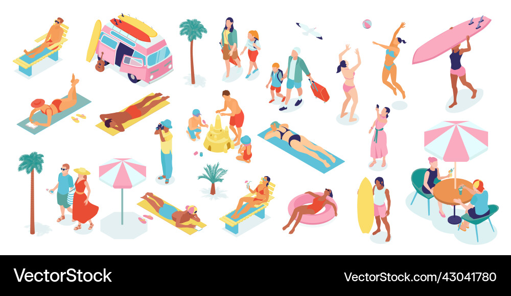 Summer vacation color set Royalty Free Vector Image