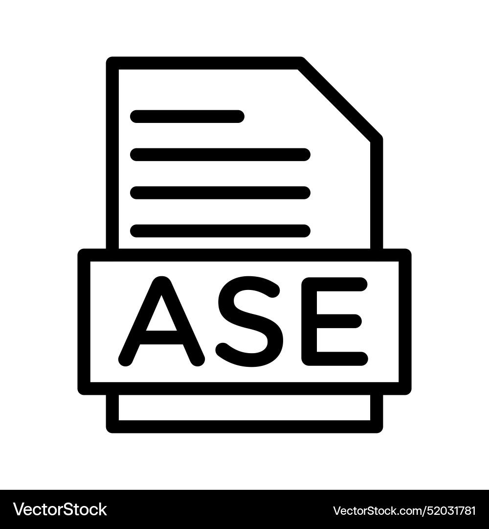 Ase file document linear logo mark in black Vector Image