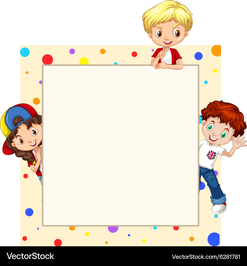 Border design with children Royalty Free Vector Image