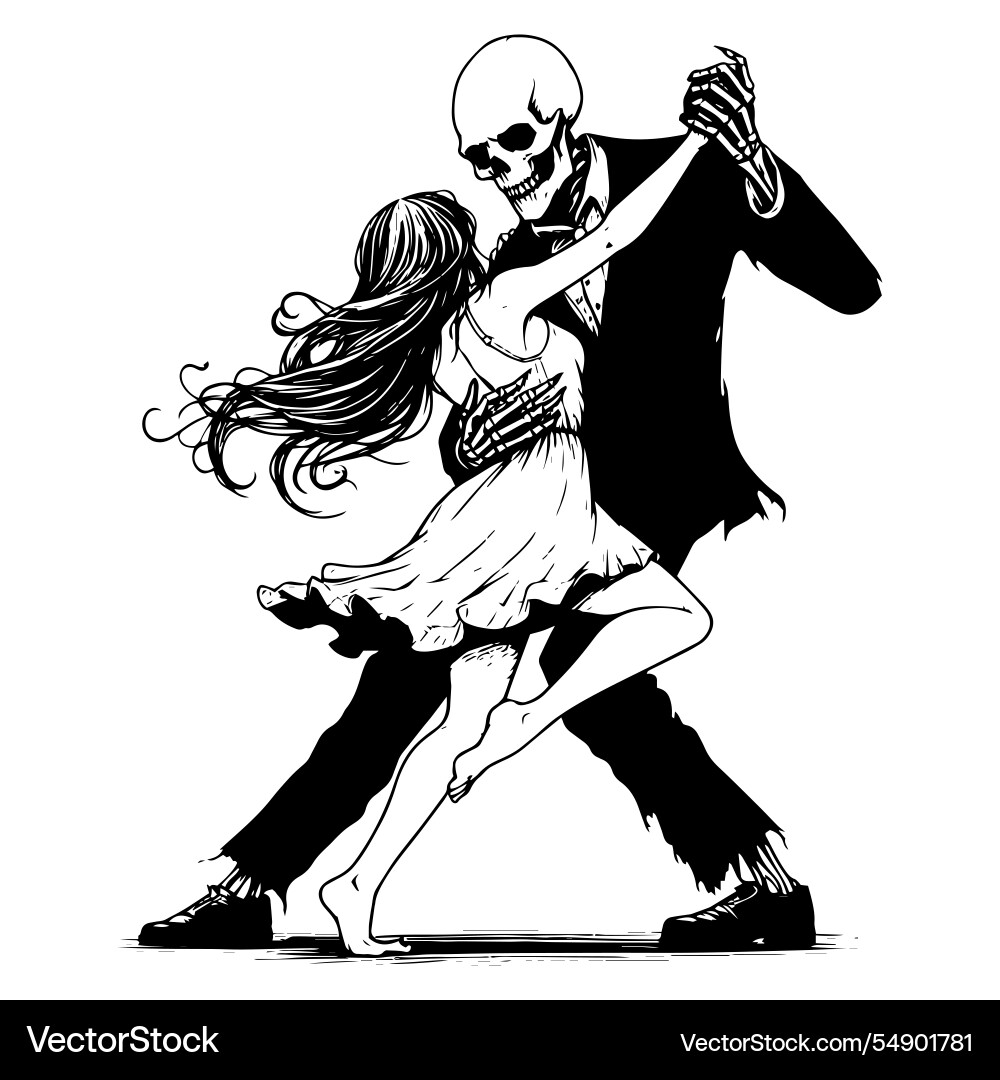 Ethereal dance with death engraving Royalty Free Vector