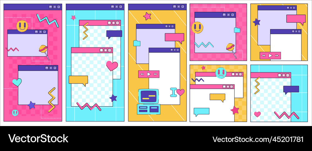 Fun 90s posters retro pc windows minimal post Vector Image