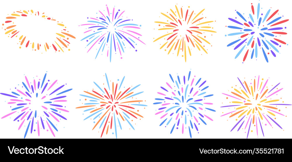 Hand drawn fireworks Royalty Free Vector Image