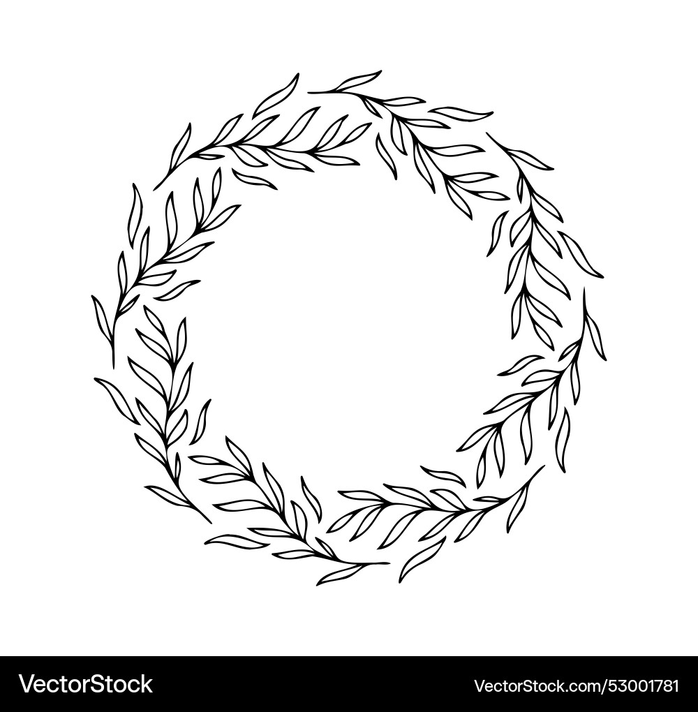Hand drawn floral spring wreath isolated white Vector Image