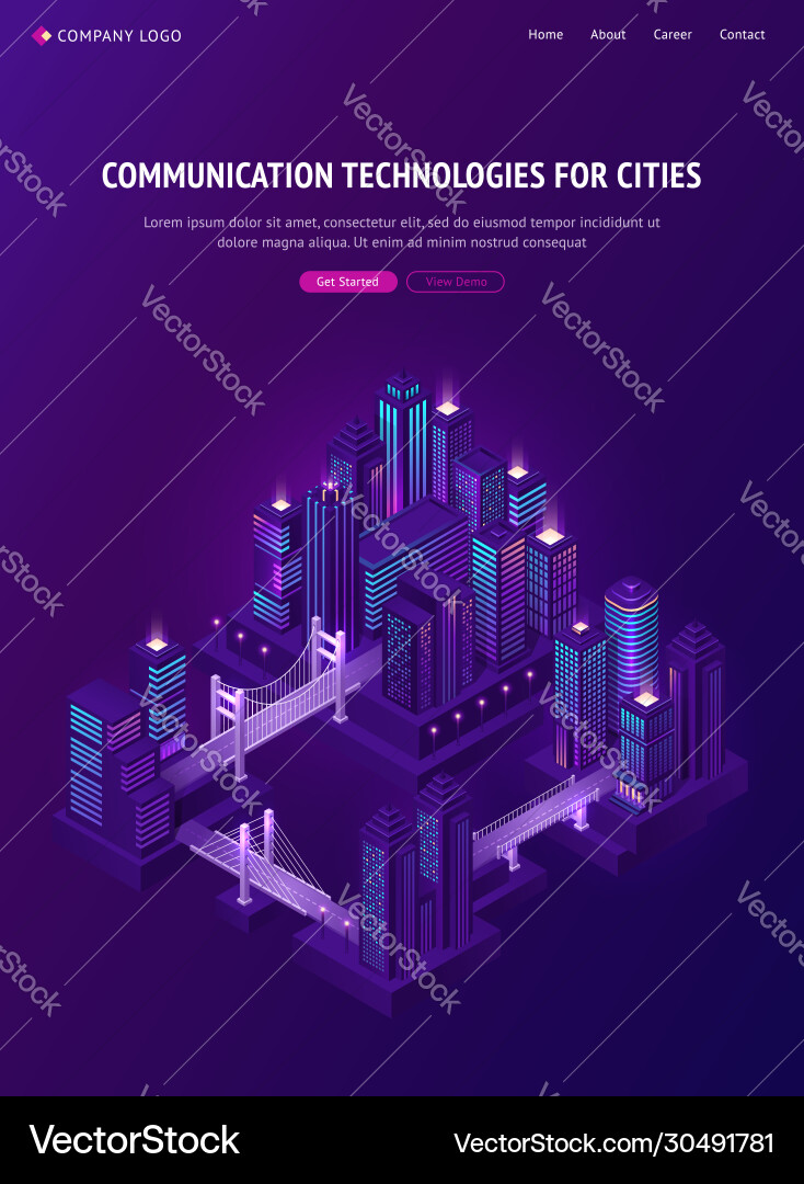 Isometric Cityscape with Bridges Royalty Free Vector Image