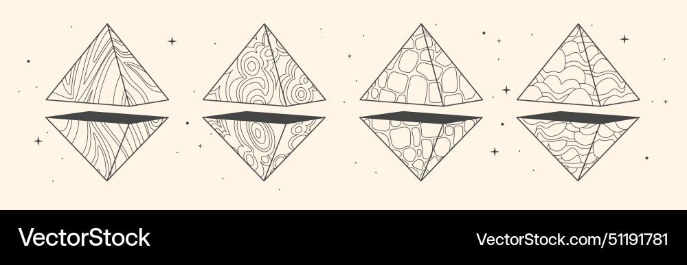 Modern magic witchcraft cards with pyramids Vector Image